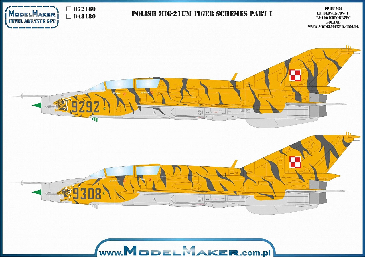 ModelMaker D48180 Polish MiG-21UM Tiger Shemes part I zestaw kalkomanii ...