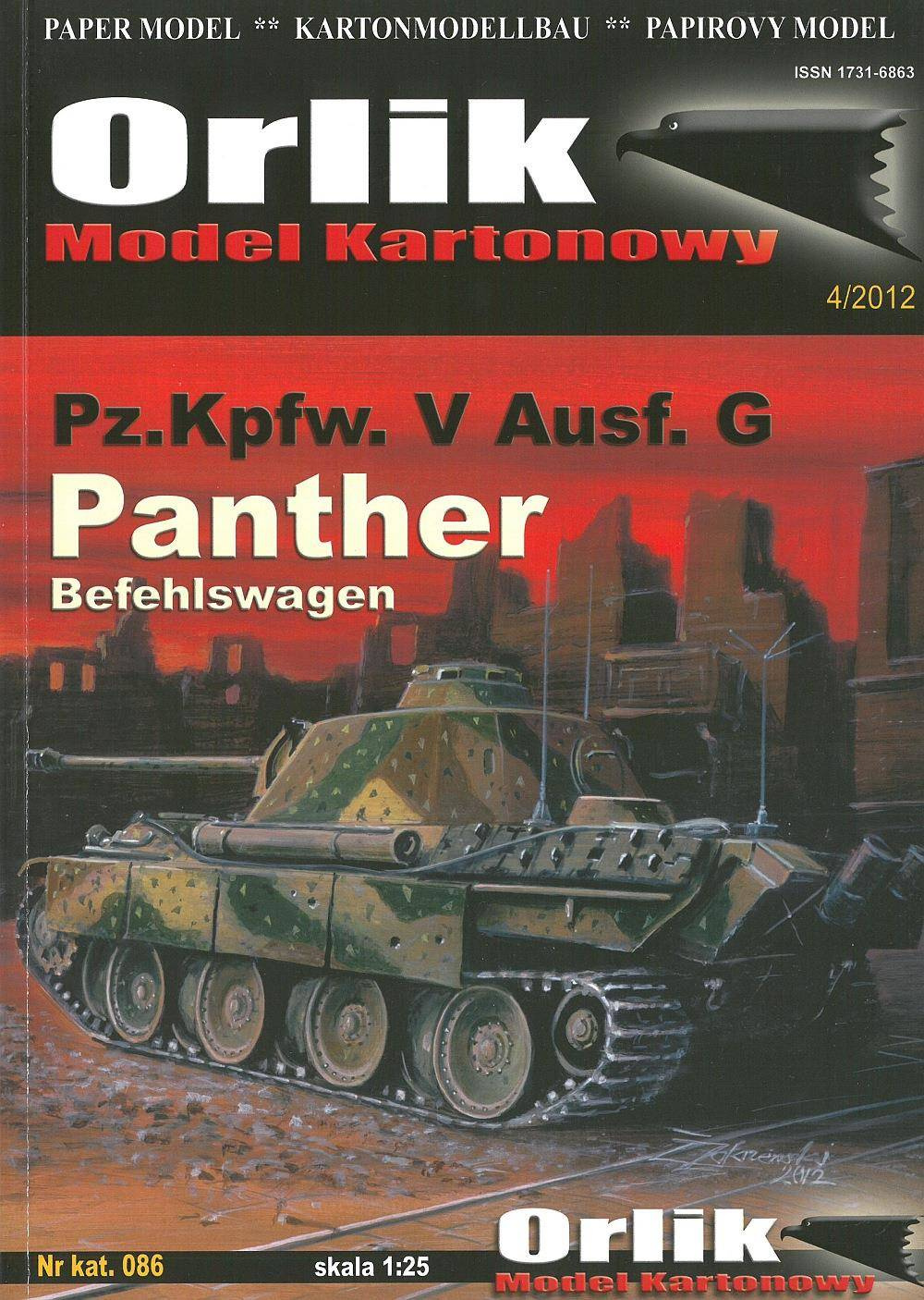 Orlik 086 Pz.Kpfw. V Ausf. G Panther Befehlswagen model kartonowy do ...