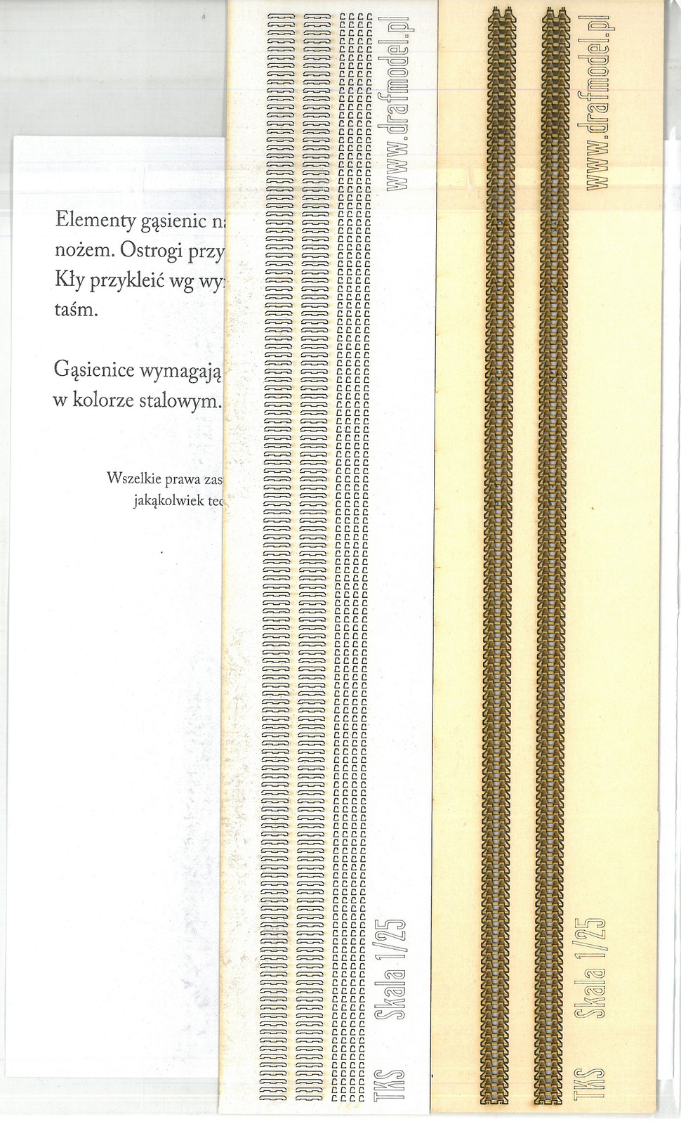 Draf Model W055G Wycinane laserowo gąsienice do modeli kartonowych TKS ...