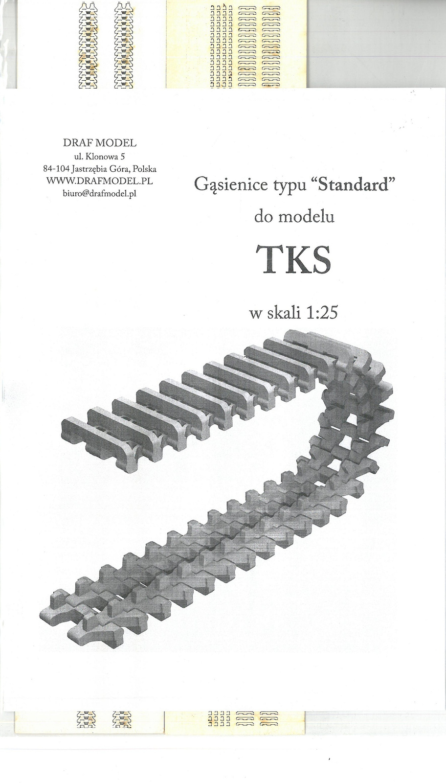 Draf Model W055G Wycinane laserowo gąsienice do modeli kartonowych TKS ...