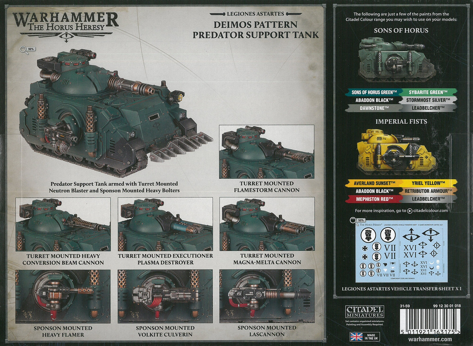 Warhammer: The Horus Heresy Deimos Pattern Predator Support Tank ...